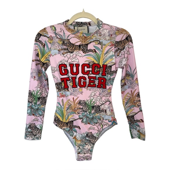 Gucci | Tops | Gucci Pink Tiger Print Bodysuit | Poshmark